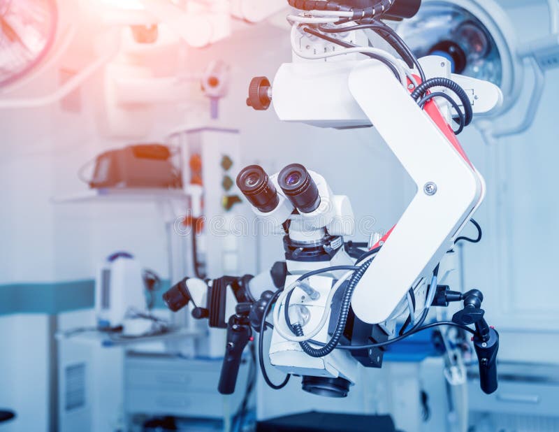 Modern Microscope for Operations in Surgery Room at the Hospital. Stock ...