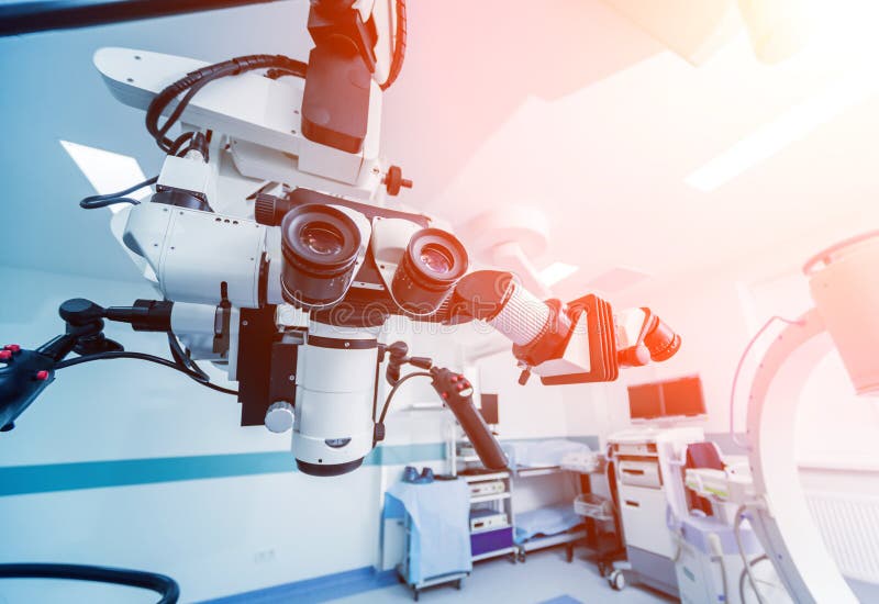 Modern Microscope for Operations in Surgery Room at the Hospital. Stock ...