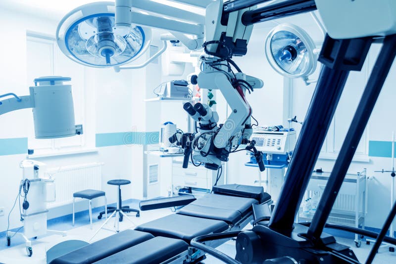 Modern Microscope for Operations in Surgery Room at the Hospital. Stock ...
