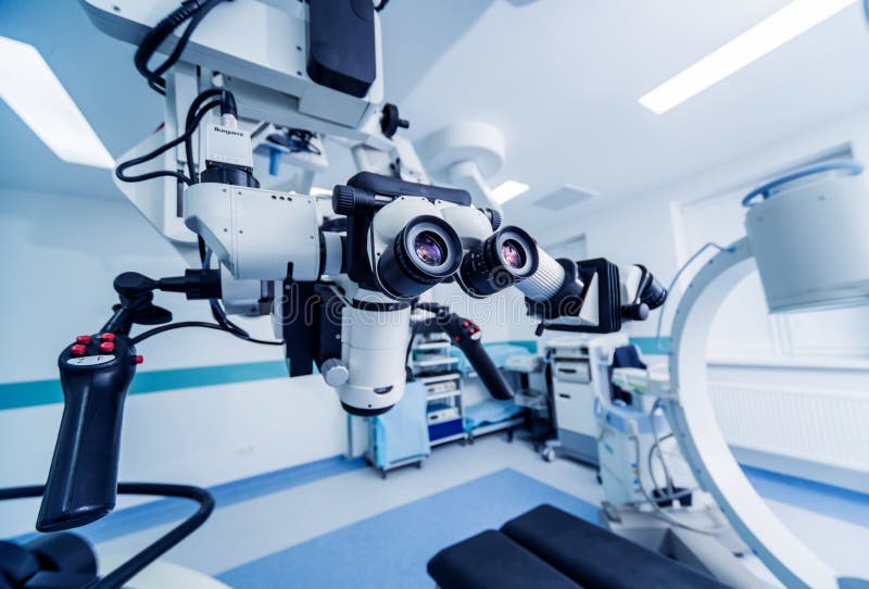 Modern Microscope for Operations in Surgery Room at the Hospital. Stock ...