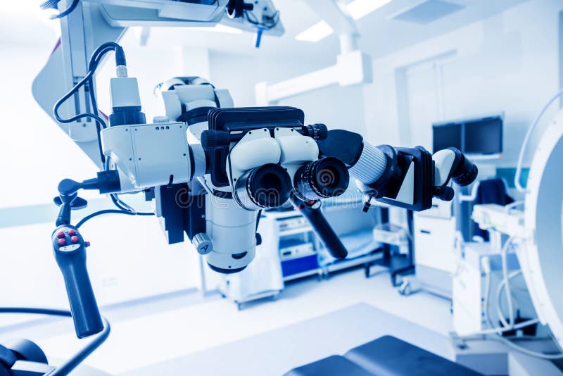 Modern Microscope for Operations in Surgery Room at the Hospital. Stock ...