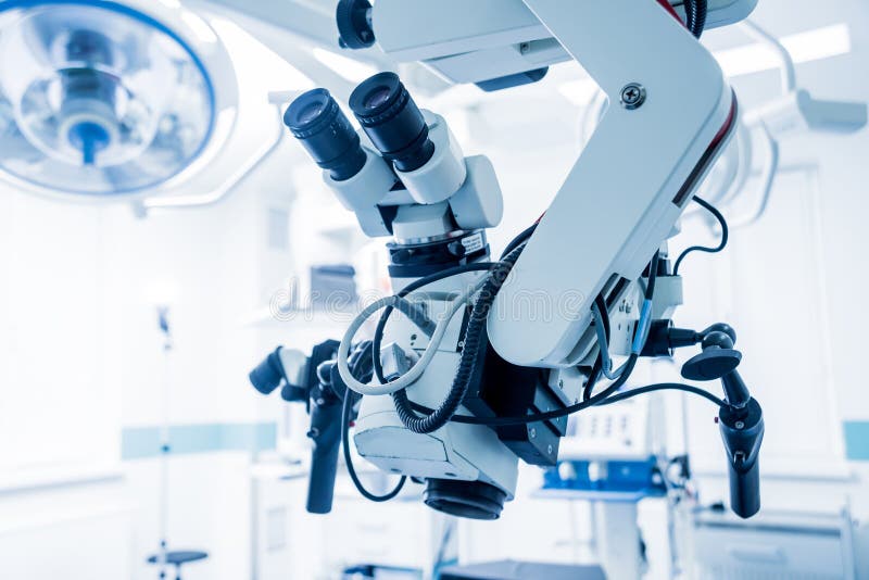 Modern Microscope for Operations in Surgery Room at the Hospital. Stock ...