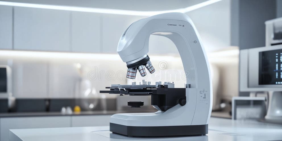 Modern Microscope in a Sleek Laboratory Setting. this Image Showcases ...