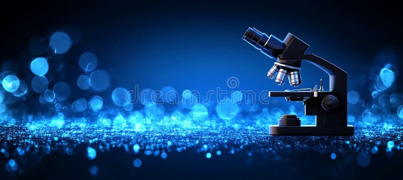 Modern Microscope on Sparkling Glitter Background, Concept for ...