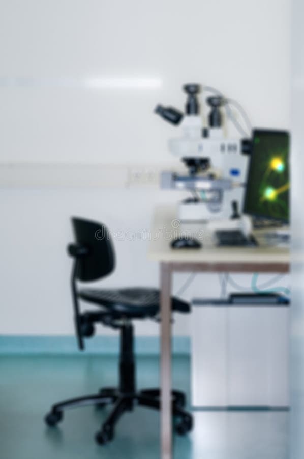 Modern Microscope Station Out of Focus Stock Photo - Image of modern ...