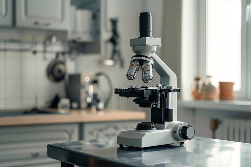 Modern Microscope on the Table Stock Illustration - Illustration of ...