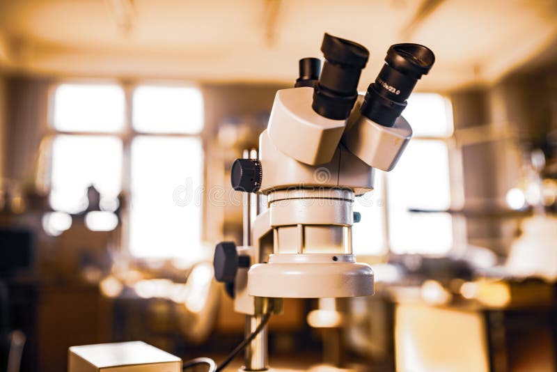 Modern Microscope in Workshop Laboratory Stock Photo - Image of ...