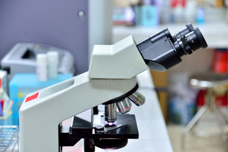 Two Microscopes for Examination Stand in the Laboratory on the Table ...
