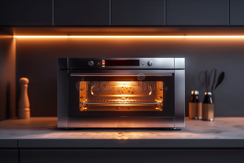 The Modern Microwave Oven Features a Glowing Interior and Stylish ...