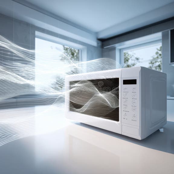 Modern Microwave Oven on Kitchen Counter with Visualized Microwave ...