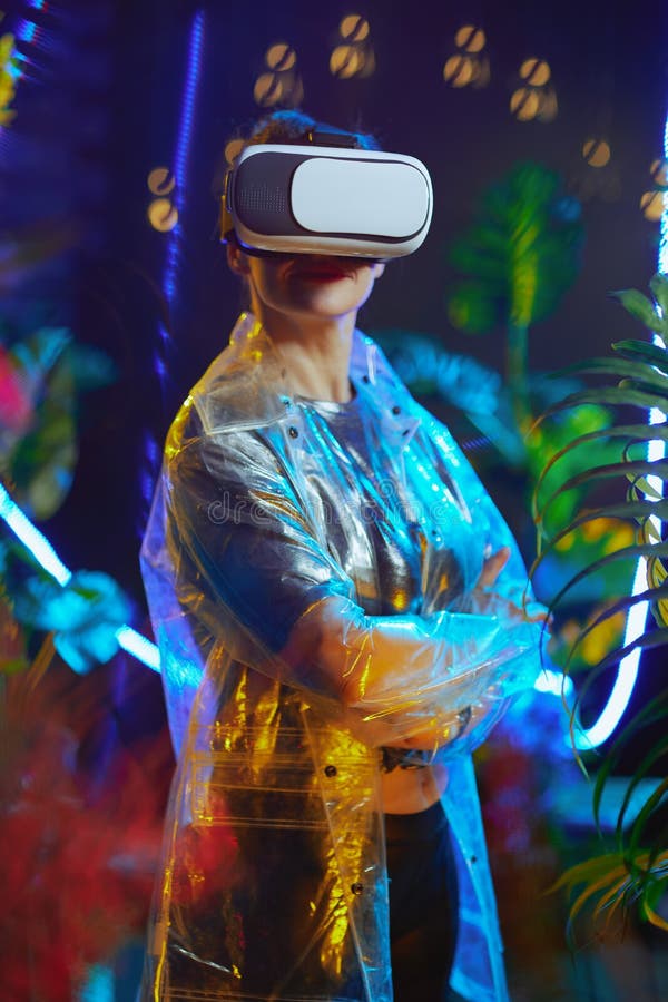 Modern Woman in Virtual Reality in Vr Headset Stock Image - Image of ...