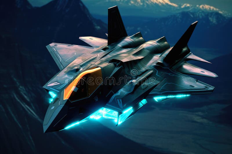 Modern Military Fighter Jet . Ai Generative Stock Illustration ...
