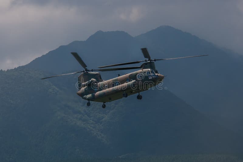 Modern Military Helicopter with Twin Rotars Stock Photo - Image of army ...