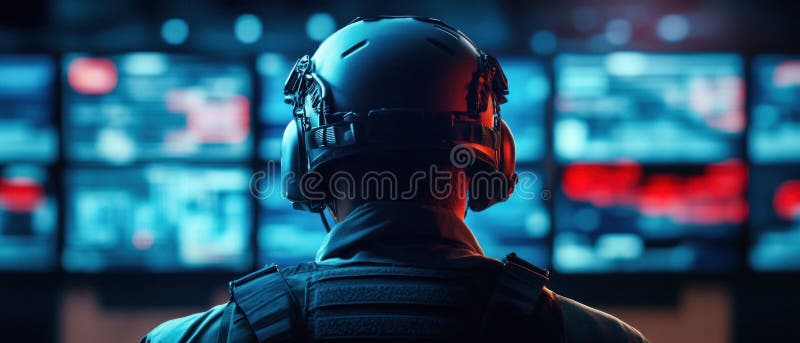 Modern Military Operator in Cybersecurity Command Center Stock ...