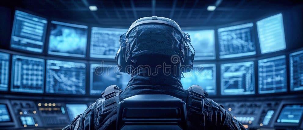 Modern Military Operator in Cybersecurity Command Center Stock ...