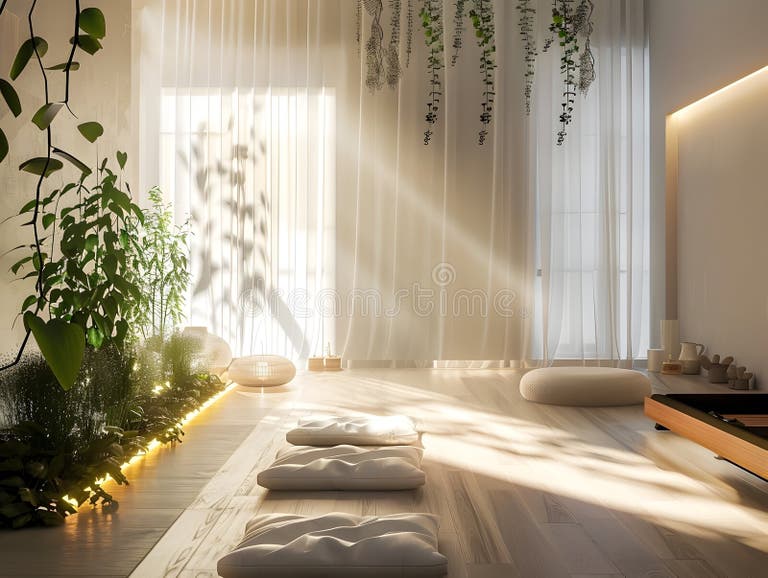Modern Mindfulness Studio with Digital Relaxation Tools and Serene ...