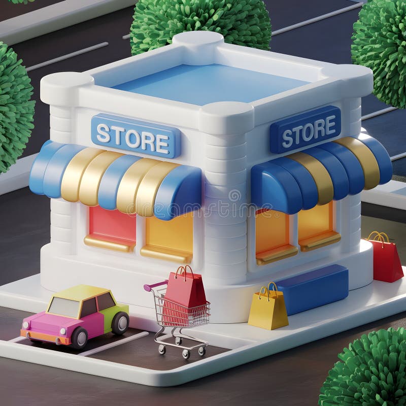 Modern Mini Market Store Design 3d Illustration Stock Illustration ...