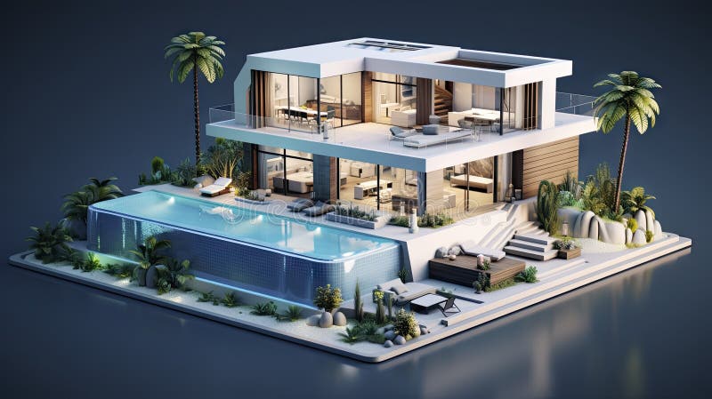 Modern Miniature House Model with Detailed Interiors. Stock ...