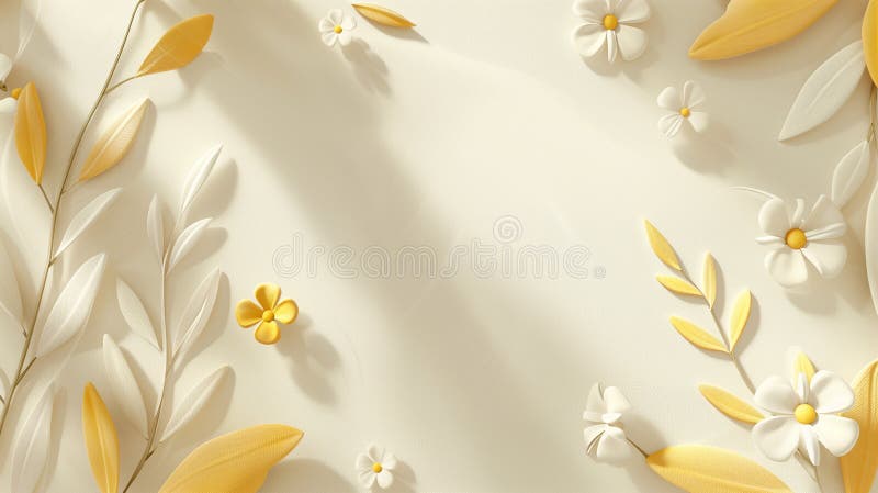 Modern and Minimal Background Featuring Cream and Yellow Floral ...
