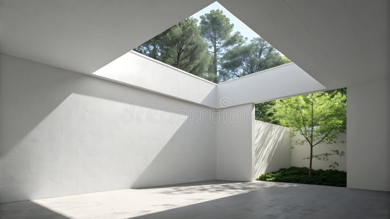 Modern Minimal Courtyard Design with Natural Light and Greenery Stock ...