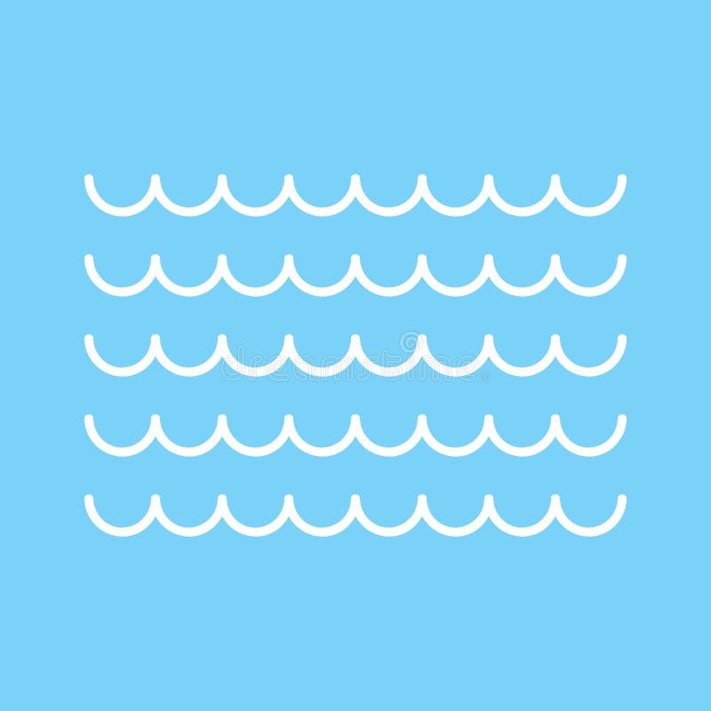 Modern Minimal Flat Design Style. Wave Thin Line Symbol, Waves O Stock ...