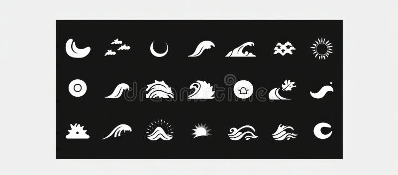 Modern Minimal Illustration Design Bundled Wave Icon Logo Stock Photos ...