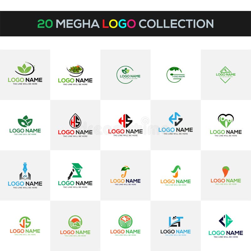 Modern Minimal Mega Vector 20 Logo Set Collection Stock Vector ...