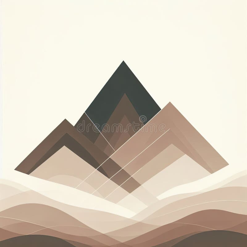 Modern Minimal Mountain Illustration in Brown Stock Illustration ...