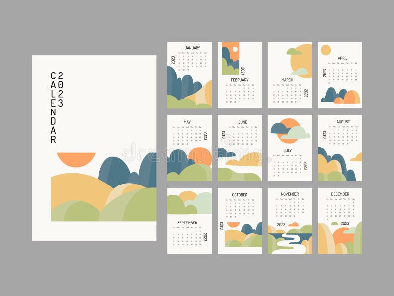 2023 Calendar Landscape Stock Illustrations – 600 2023 Calendar ...