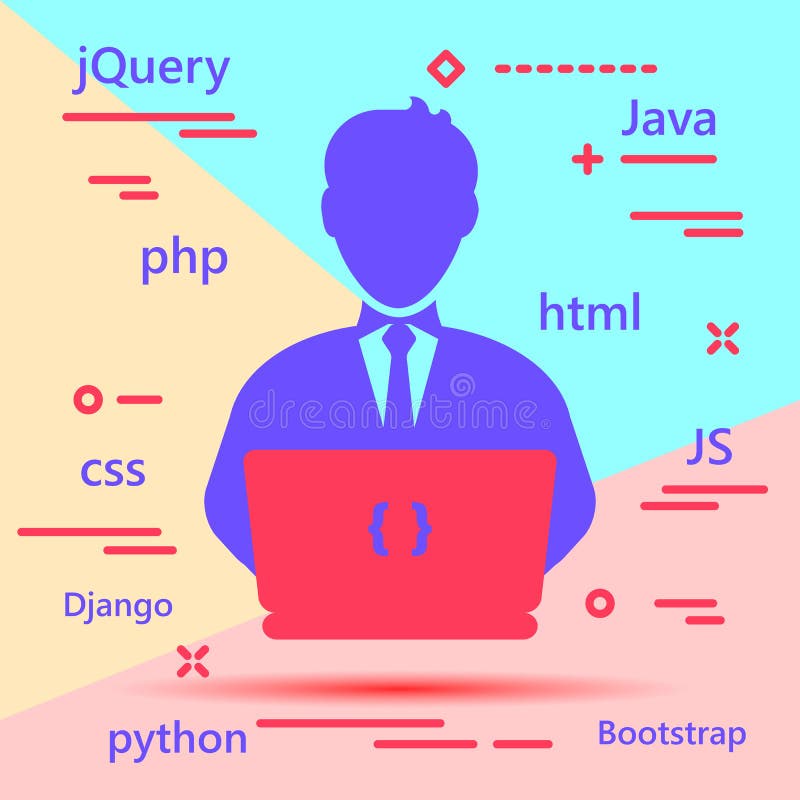 Modern Minimal Pastel Colored Art Design Graphic Concept of Code Stock Illustration ...