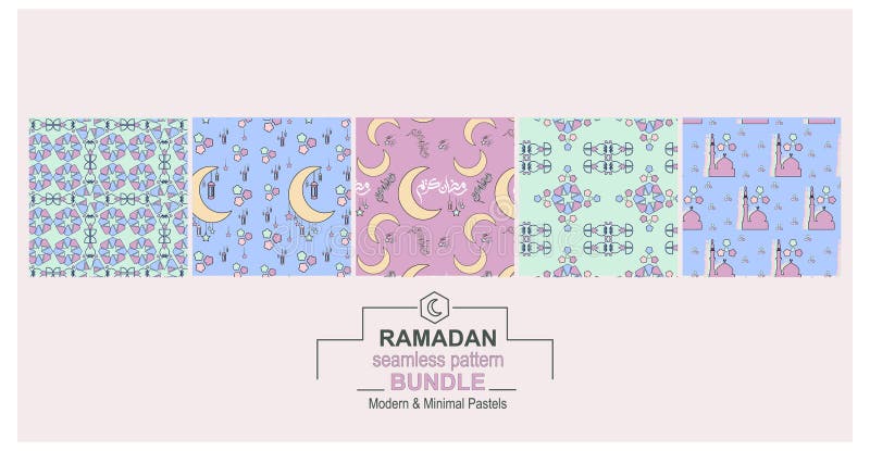 Modern & Minimal Pastels Ramadan Seamless Pattern Bundle for Ramadan ...