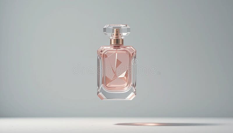 Modern Minimal Perfume Bottle of Crystal & Rose Gold Floating Aesthetic ...