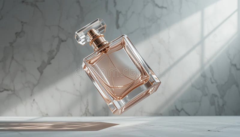 Modern Minimal Perfume Bottle of Crystal & Rose Gold Floating Aesthetic ...
