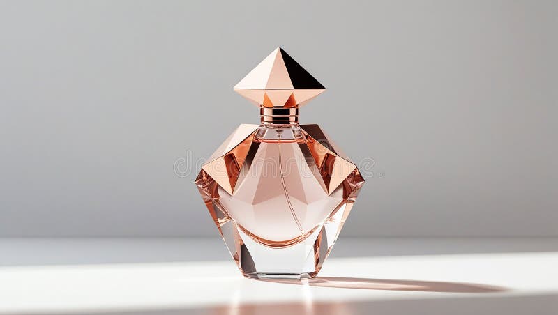 Modern Minimal Perfume Bottle of Crystal & Rose Gold Floating Aesthetic ...