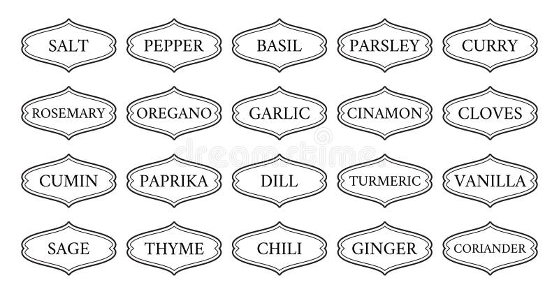 Modern Minimal Seasoning Spice Label Emblem Collection Set Stock Vector ...