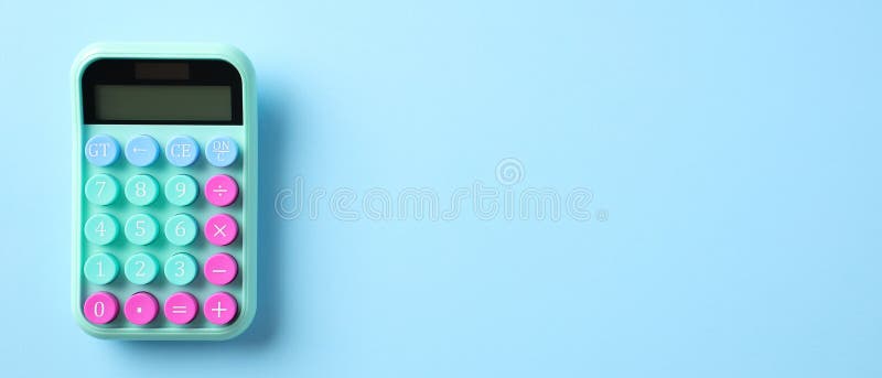 Modern Minimal Style Calculator on Pastel Blue Background with Copy ...