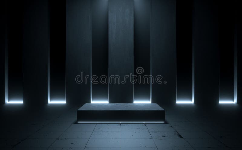 Modern Minimal Underground Black Concrete Empty Podium Stage Display on ...