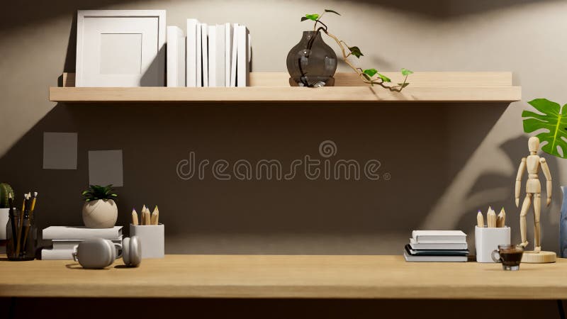 Modern Minimal Worktable or Study Table with Decor and Copy Space ...
