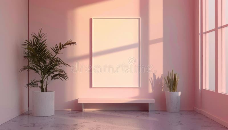 Modern Minimalism: Empty Frame in Soft Pastel Interior Stock ...