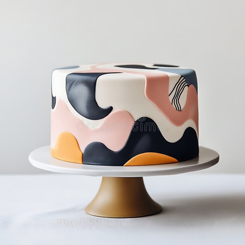 Modern Minimalist Abstract Cake Design on Stand Stock Illustration ...