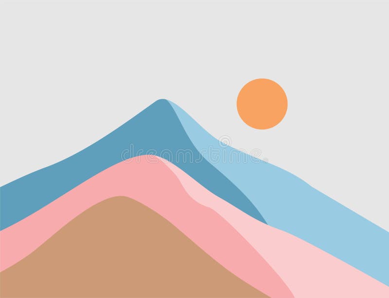 Modern Minimalist Abstract Mountain Landscape Illustration Stock Vector ...