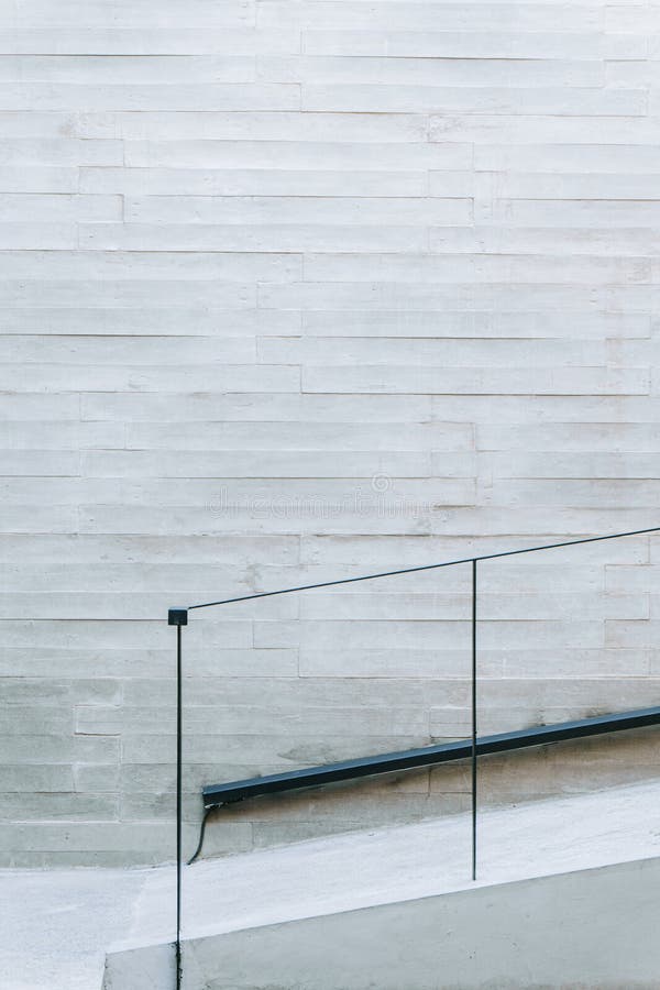Modern Minimalist Accessible Stairs with Black Metal Railing Stock ...