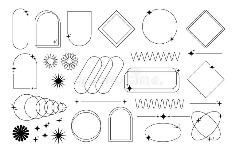 Modern Minimalist Aesthetic Black Thin Line Elements Set. Vector Stock ...