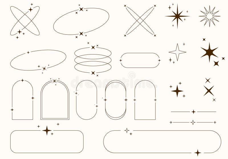 Modern Minimalist Aesthetic Line Elements, Trendy Linear Frames with ...