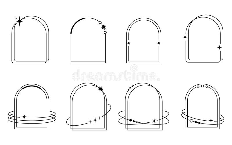 Set of Aesthetic Linear Geometric Frames. Modern Colorful Minimalist ...