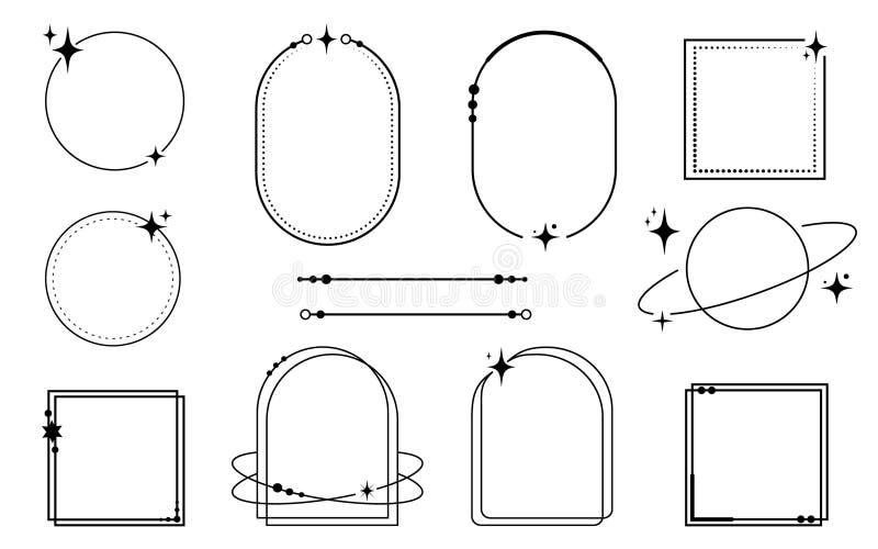 Modern Minimalist Aesthetic Linear Frames, Arcs, Stars and Elements Stock Vector - Illustration ...