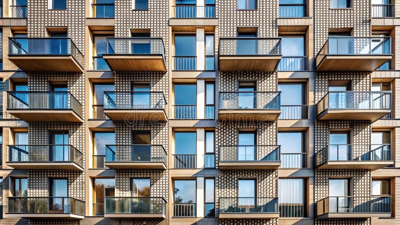 Modern Minimalist Apartment Building Facade with Geometric Patterns ...