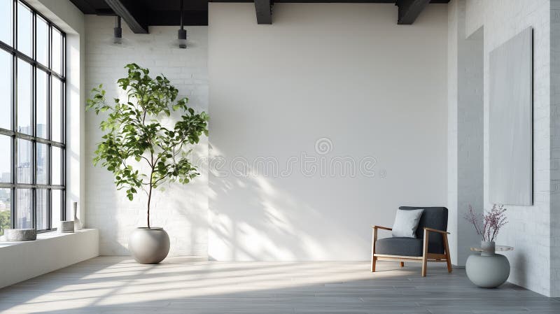 Modern Minimalist Apartment Interior Design with Sunlight Stock ...