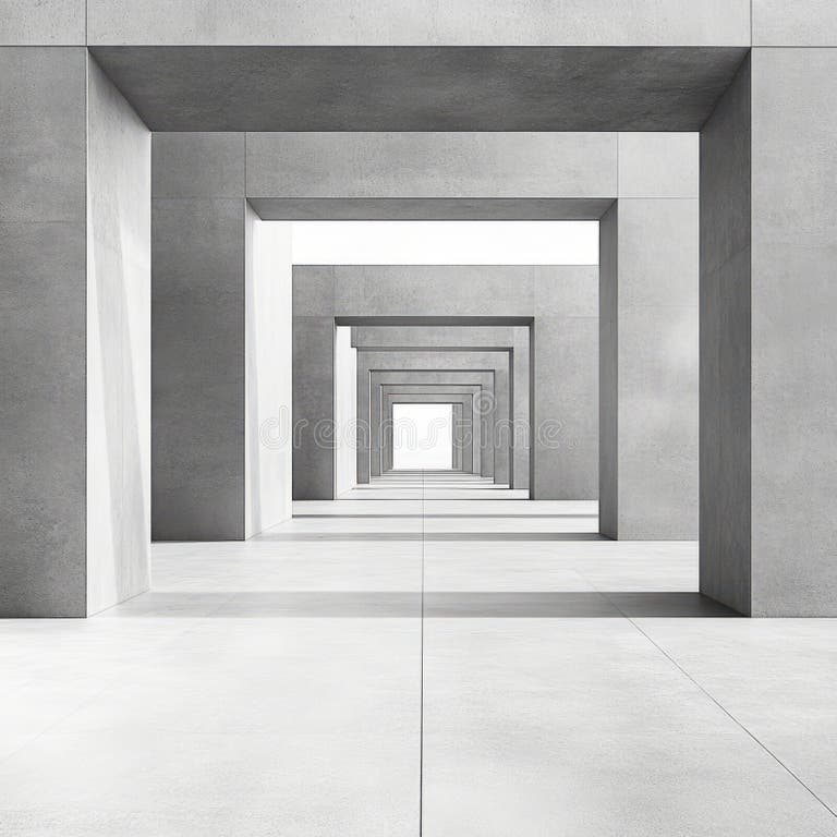 Modern Minimalist Architectural Corridor with Repeating Geometric ...