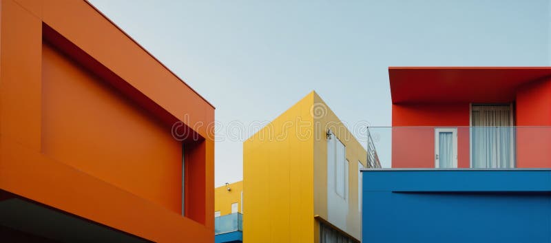 Modern Minimalist Architectural Rendering with Vibrant Color Palette ...